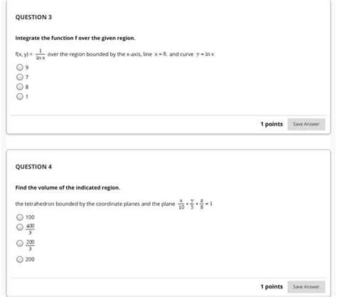 solved question 3 integrate the function f over the given