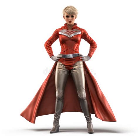 Stylish 3d Female Superhero In Red Costume Design Stock Illustration