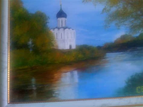 Картина «церковь Покрова на Нерли осенью Холст на картоне Масло 2018 г