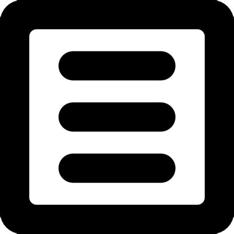 Icons Interface Symbol Three Lines Button Menus Menu Square Icon