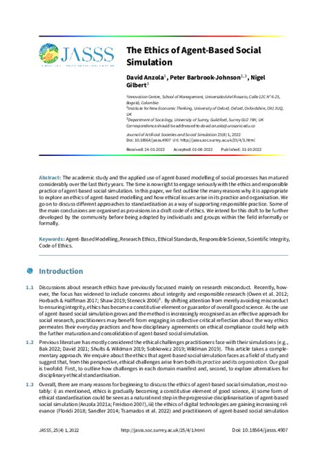 pdf the ethics of agent based social simulation