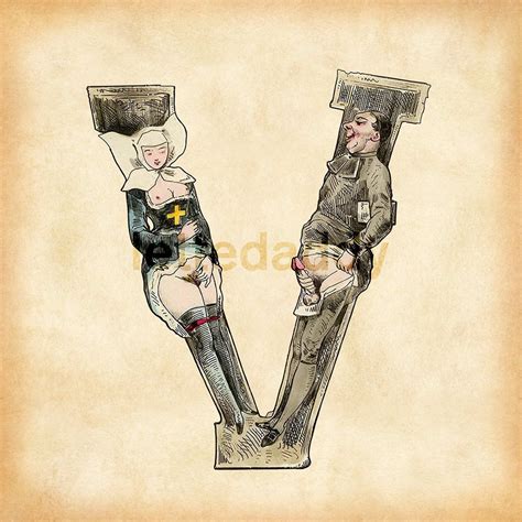 Erotic Alphabet V Vintage Erotica Art Print Etsy