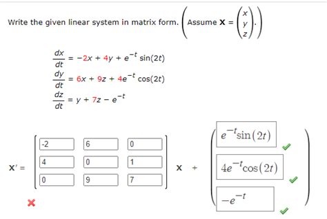Solved Write The Given Linear System In Matrix Form