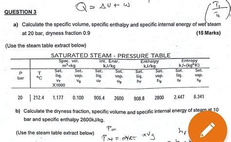 Solved Question 3 Calculate The Specific Volume Specific Enthalpy