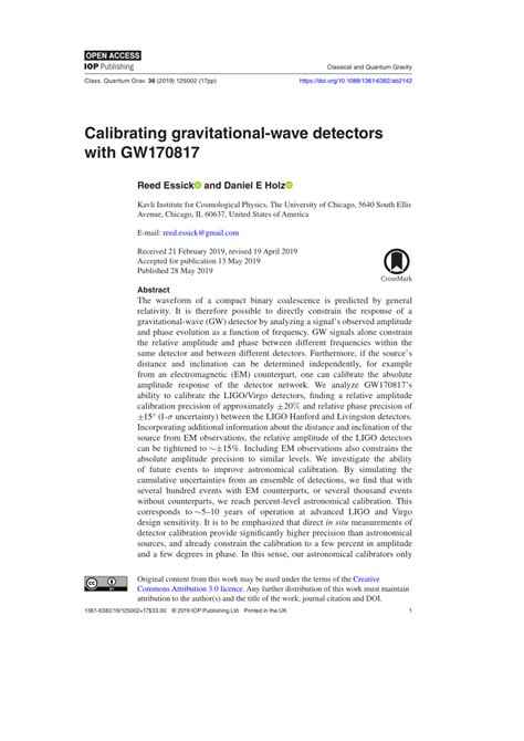Pdf Calibrating Gravitational Wave Detectors With Gw170817