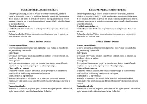 Fase Evaluar Del Design Thinking Pdf El Pensamiento De Diseño