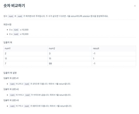 프로그래머스 Js 숫자 비교하기