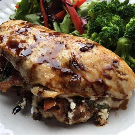 Balsamic Glazed Bacon Stuffed Chicken