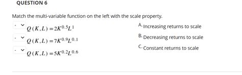 Solved Question 6 Match The Multi Variable Function On The