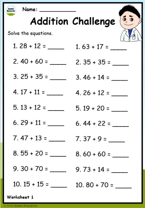 Math Worksheet Grade 3 Addition
