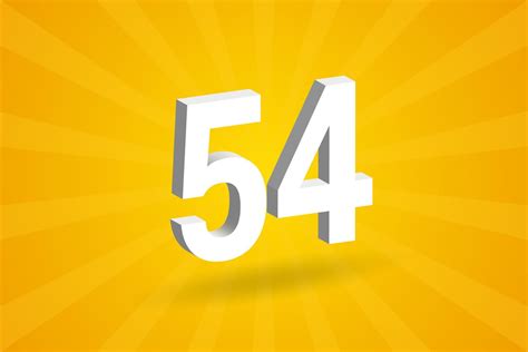 3d 54 Number Font Alphabet White 3d Number 54 With Yellow Background 13890690 Vector Art At