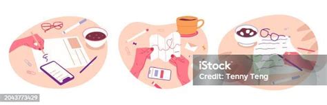 손 쓰기 인간의 손 펜과 연필을 들고 손 서명 문서 또는 일기 평면 벡터 일러스트 세트를 작성합니다 서명 및 메모 작성 개념에