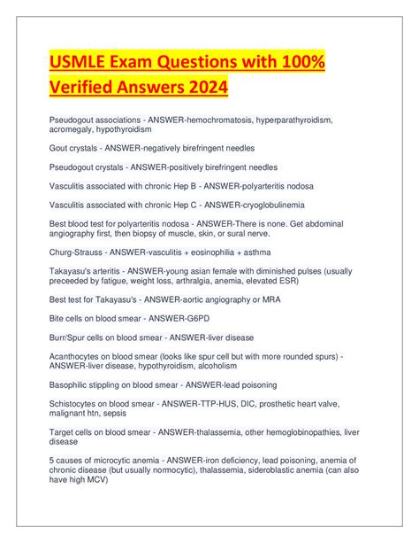 Usmle Exam Questions With 100 Verified Answers 2024 Pdf Docmerit