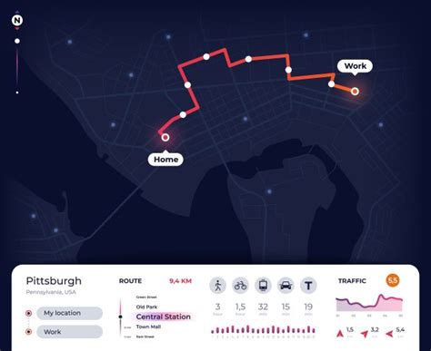 Navigation Map Mobile App Taxi Gps Tracker Vector Image