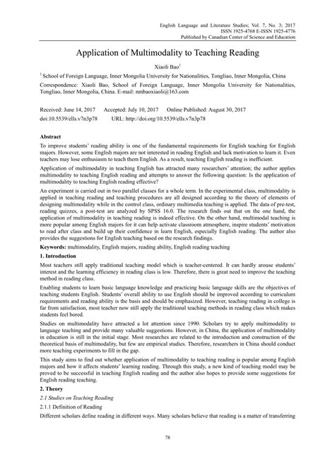 Pdf Application Of Multimodality To Teaching Reading