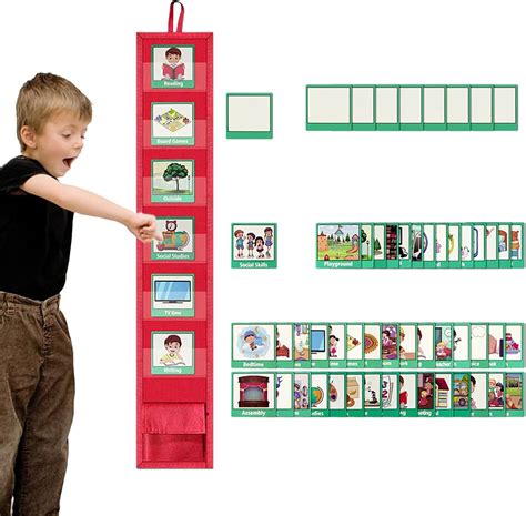 Visual Schedule Chart Daily Routine Chart Classroom Pocket Chart With 45 Activity And 9 Blank