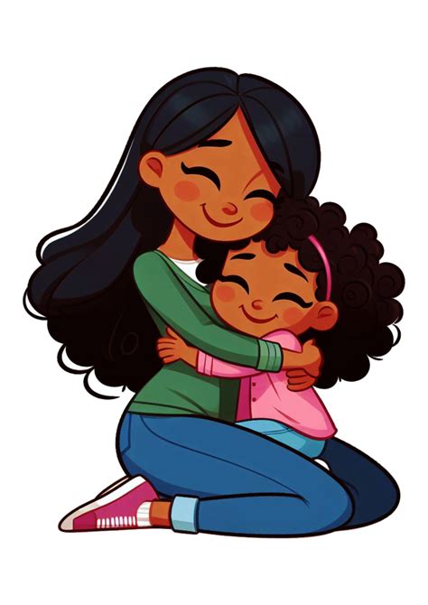 Amor De Mãe E Filha Abraço Apertado Imagem Fofinha Papelaria Criativa