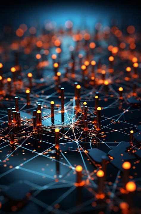 Abstract Technology Background With Illuminated Fiber Optic Connections