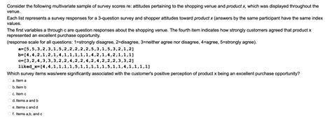 Solved Consider The Following Multivariate Sample Of Survey