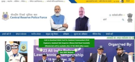 Crpf Admit Card 2023 Released For Hcm And Asi Written Exam Download Link All Jobs