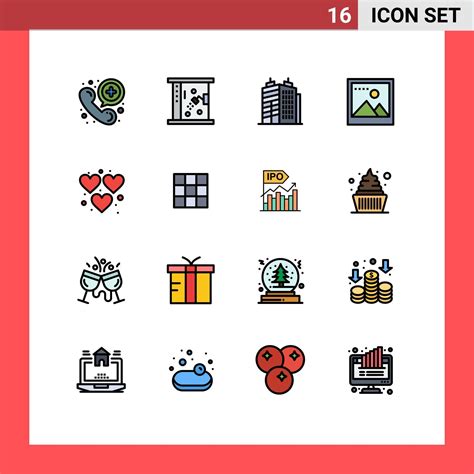 16 Flat Color Filled Line Concept For Websites Mobile And Apps Play Fun Building Heart Media