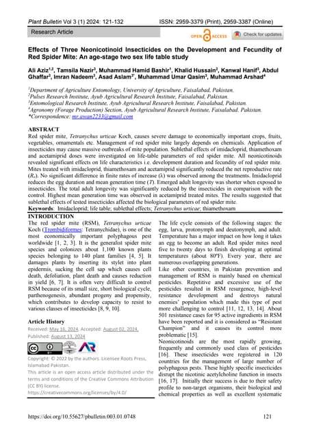 Effects Of Three Neonicotinoid Insecticides On The Development And