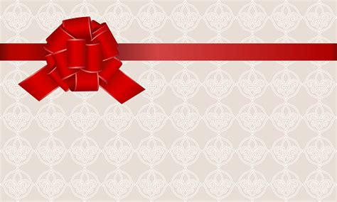 초대장 인사말 또는 선물 카드와 함께 빨간 리본 및 A에 활 장식 요소 배경 선물 상품권 템플릿 텍스트에 대 한 장소입니다 공단에 대한 스톡 벡터 아트 및 기타 이미지