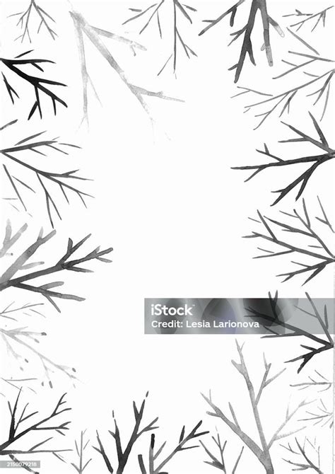 나뭇잎이 없는 나뭇가지의 프레임입니다 흰색 배경에 회색과 검은 색의 다른 음영 가을에 대한 스톡 벡터 아트 및 기타 이미지 가을 개념 개체 그룹 Istock