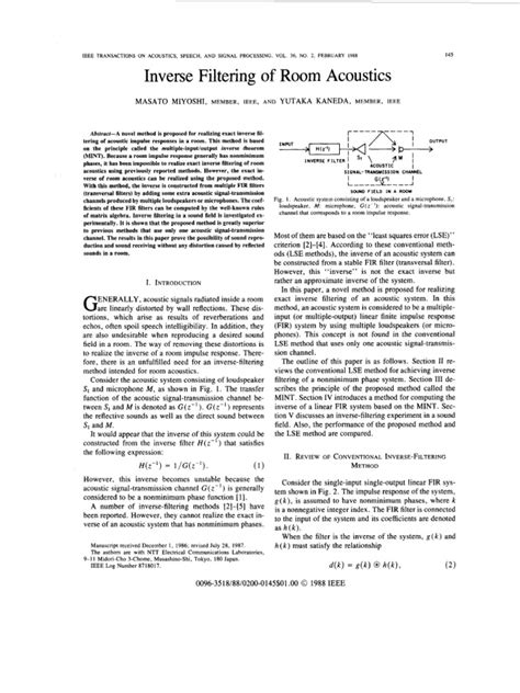 inverse filtering of room acoustics pdf filter signal processing