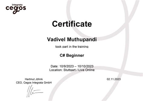 vadivel muthupandi on linkedin certification training
