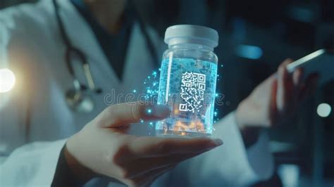 Doctor Analyzing Digital Data On Medicine Bottle Stock Image Image Of