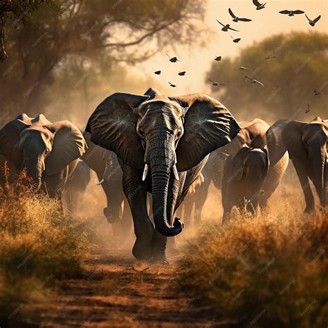 Premium Photo Meadow Encounter Herd In Morning Grass Patch