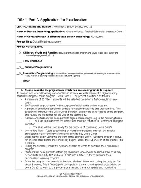 2018 Title I And Ii Reallocation Grant Pdf Elementary And Secondary