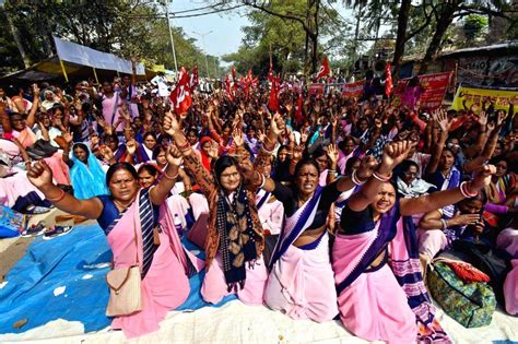 Asha Workers Stage A Protest Over Their Demands