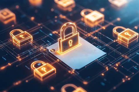 Digital Representation Of Data Security With Glowing Padlocks And A