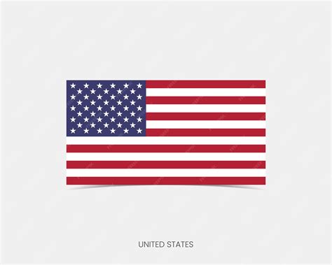 Premium Vector United States Rectangle Flag Icon With Shadow