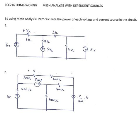 Solved Ecc216 Home Work7 Mesh Analysis With Dependent