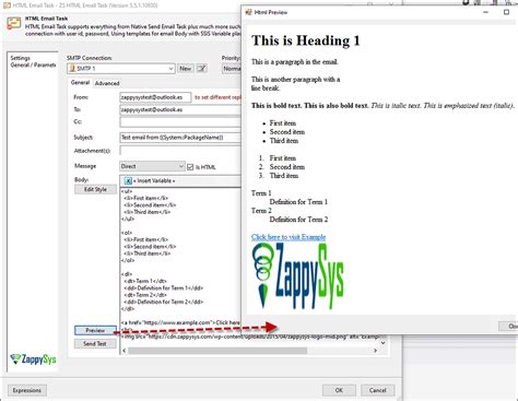 How To Send Formatted Html Emails Using Zappysys Ssis Send Html Email