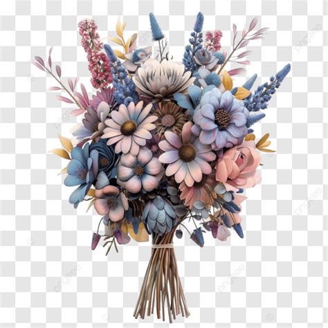 투명한 배경에 다양한 색상과 꽃꽂이를 보여주는 생동감 넘치는 꽃다발을 묘사한 그림 활기찬 꽃다발 꽃들 화려한 꽃다발 Png