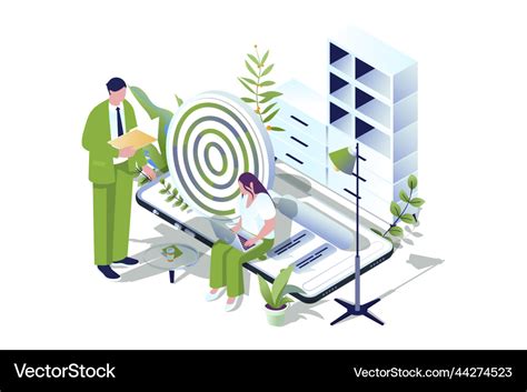 Seo Optimization Web Concept In 3d Isometric Vector Image