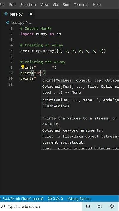Installing Numpy Creating A Basic Array And Checking Numpy Version In Python Python Numpy