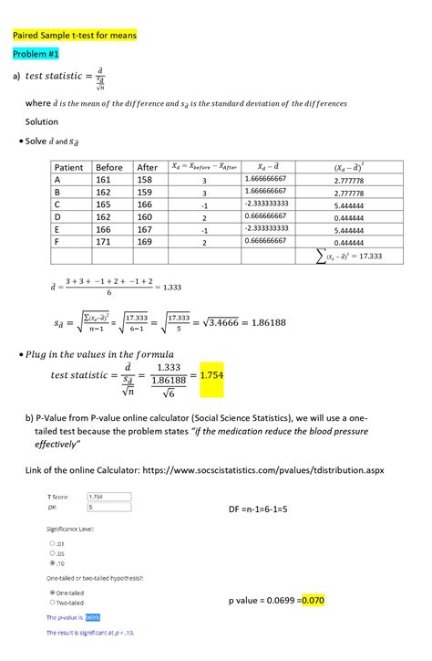 [solved] 1 Calculate Test Statistic Value And P Value 3 Decimal