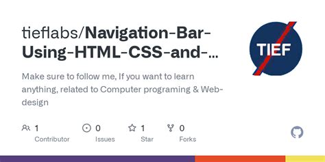GitHub Tieflabs Navigation Bar Using HTML CSS And JavaScript Make Sure To Follow Me If You