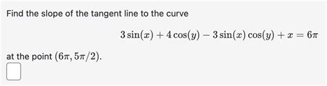 Solved Find The Slope Of The Tangent Line To The Curve