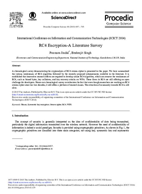 Pdf Rc4 Encryption A Literature Survey Brahmjit Singh
