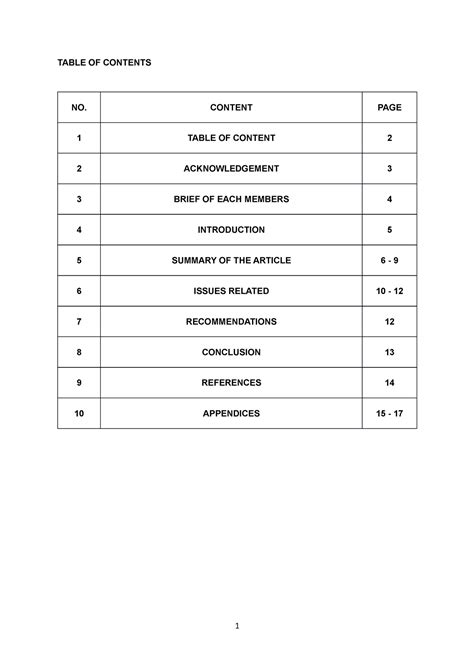 Assignment Table Of Contents 1 Table Of Content No Content Page 2
