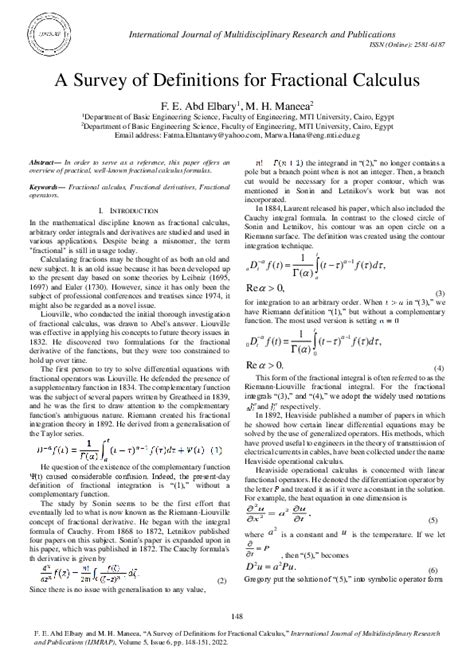 Pdf A Survey Of Definitions For Fractional Calculus