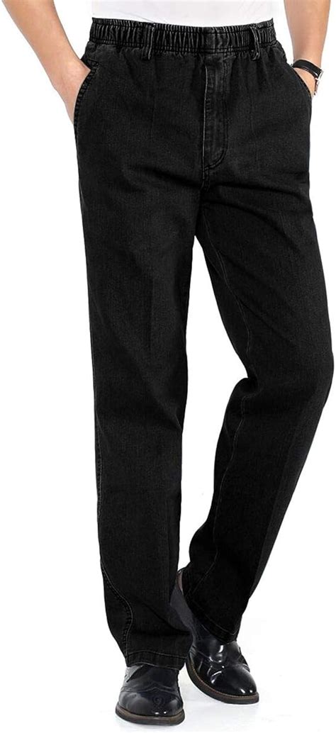 Ylingjun Mens Jeans Elastic Waist Relaxed Fit Straight Leg Jeans Casual