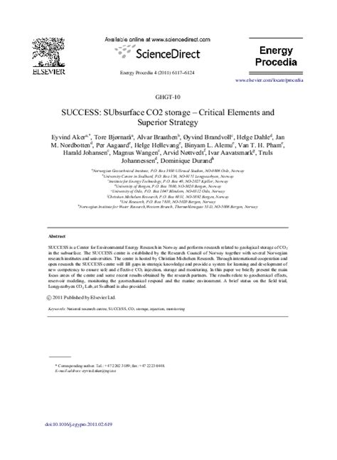 Pdf Success Subsurface Co2 Storagecritical Elements And Superior Strategy