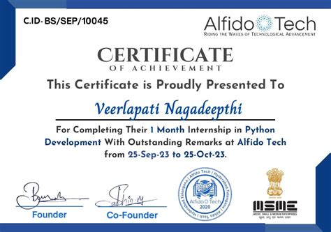 completed python development program by alfido tech nagadeepthi